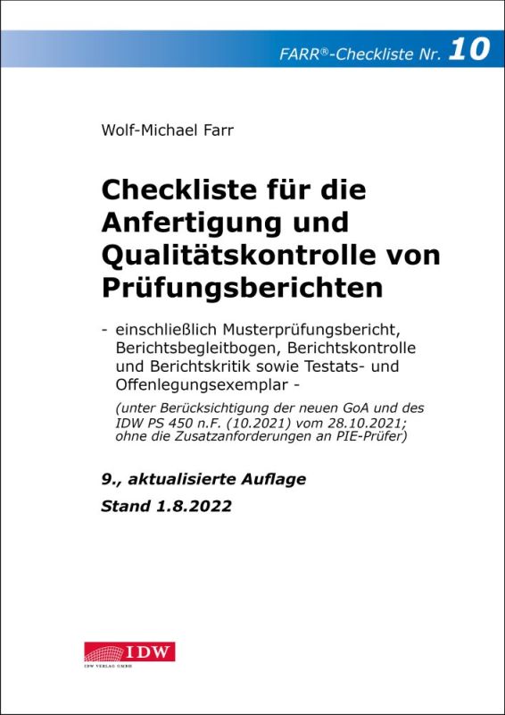 Checkliste 5 für die Aufstellung, Prüfung und Offenlegung des Anhangs der kleinen GmbH